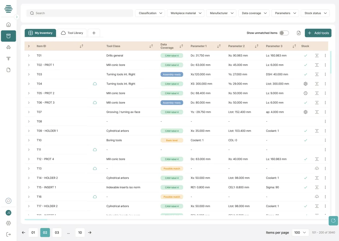 Cloud-based tool management software for machine shops